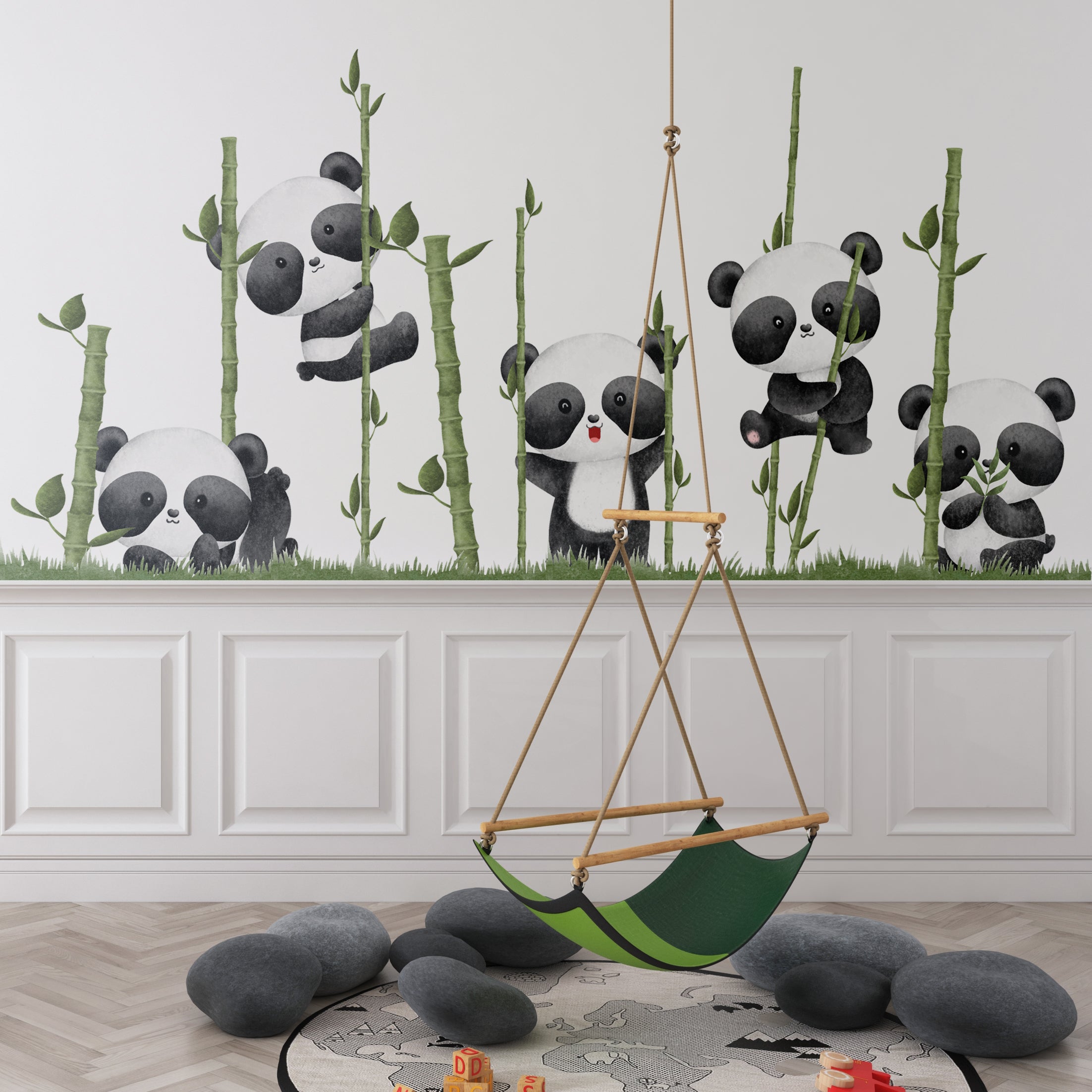 Adorable Pandas Textile Wall Stickers | NulaLunaCrafts