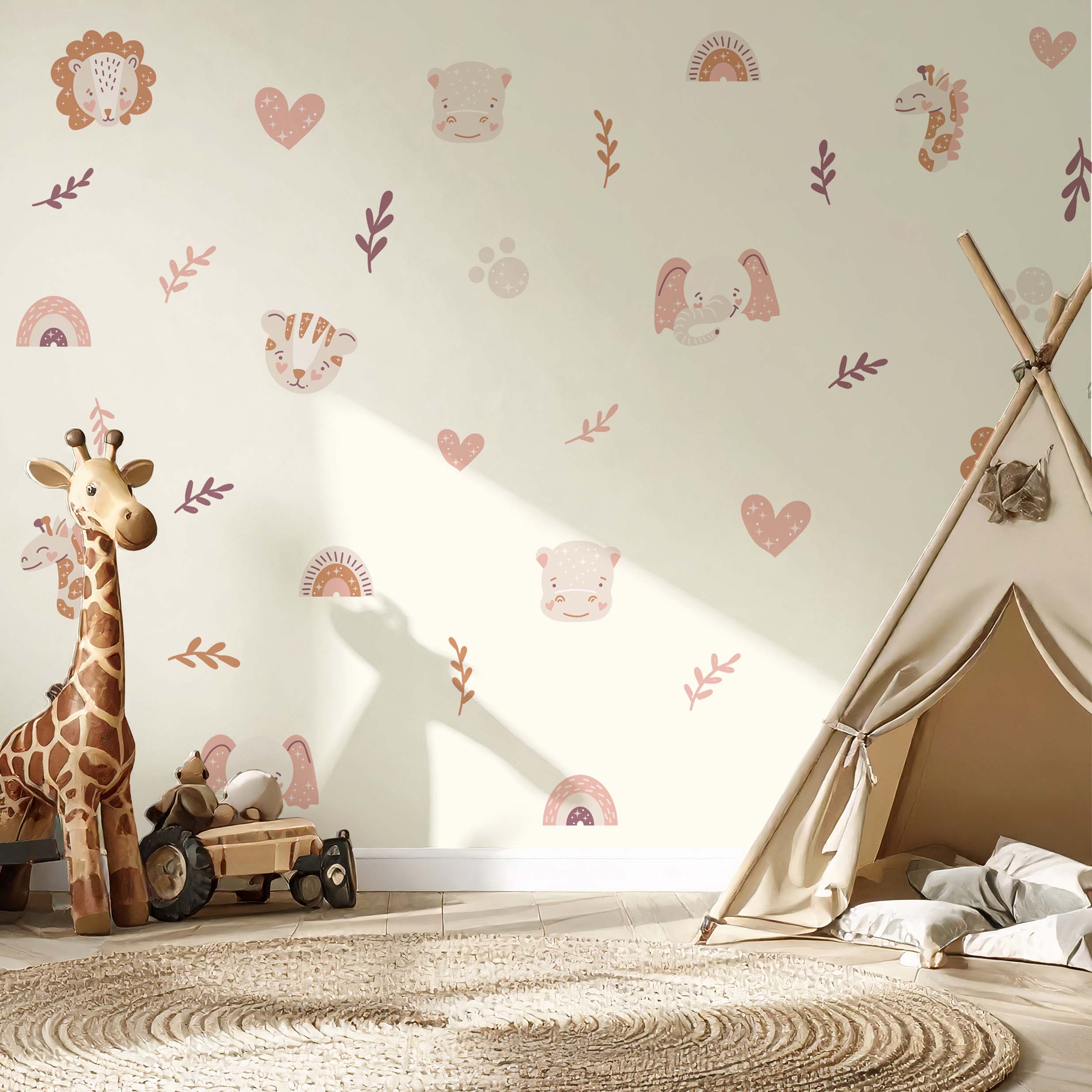 Pastel Boho Safari Animals Wall Decals | NulaLunaCrafts
