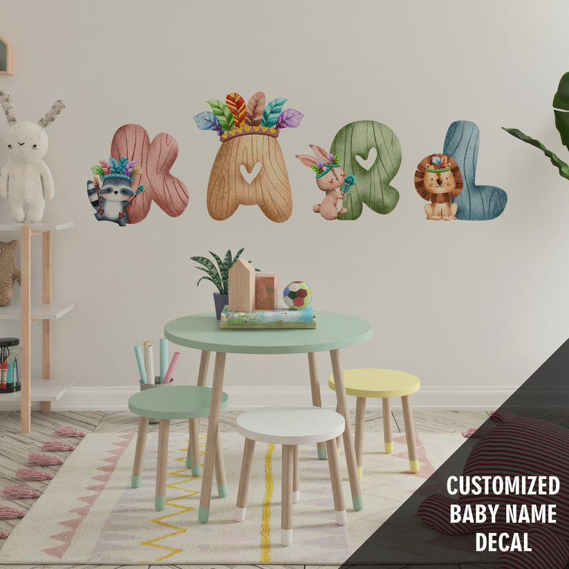 Colorful Letters with Animals Textile Wall Decal | NulaLunaCrafts