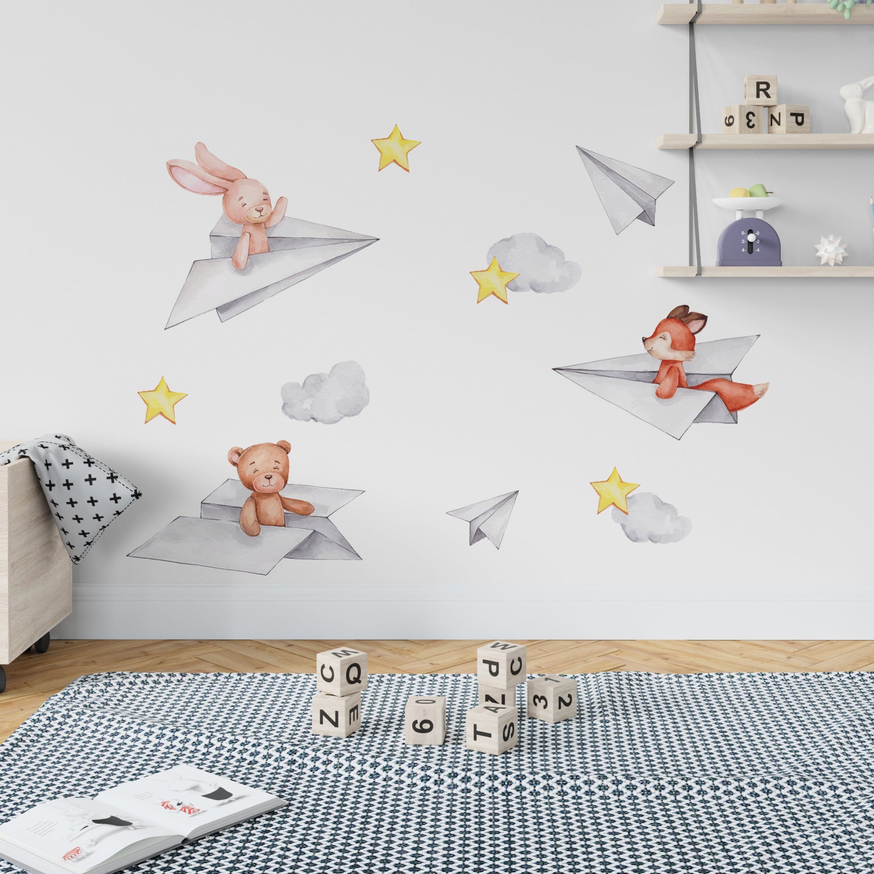 Animals on Paper Planes Wall Decals | NulaLunaCrafts
