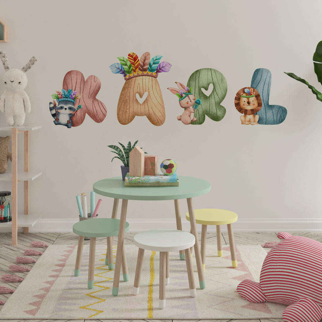 Colorful Letters with Animals Textile Wall Decal | NulaLunaCrafts