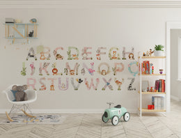 Pastel Letters with Animals Textile Wall Decal | NulaLunaCrafts