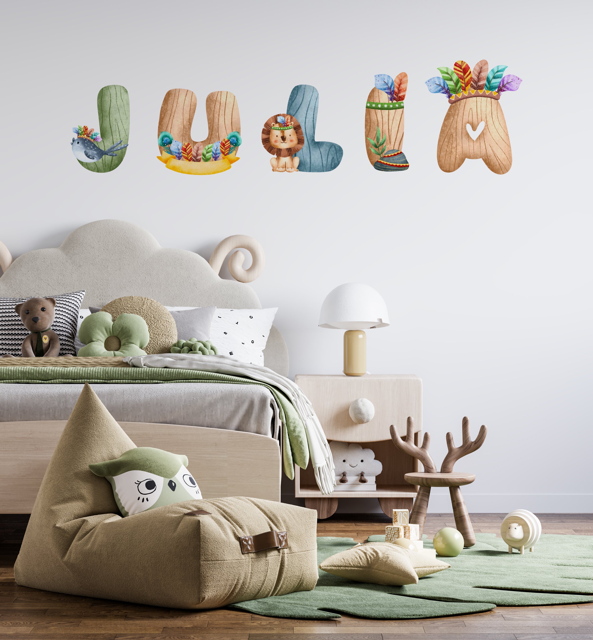 Colorful Letters with Animals Textile Wall Decal | NulaLunaCrafts