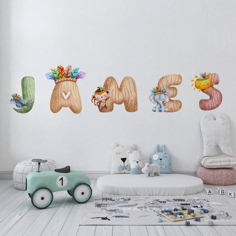 Colorful Letters with Animals Textile Wall Decal | NulaLunaCrafts