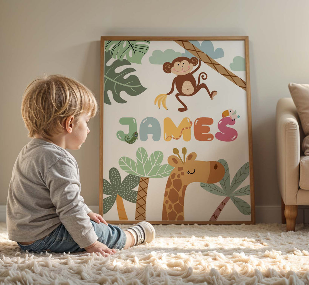 Personalised Jungle Name Poster for Kids | NulaLunaCrafts