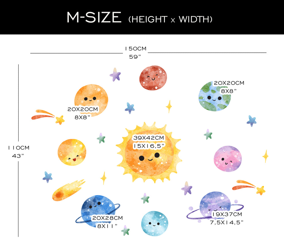 Happy Solar System Wall Decals | NulaLunaCrafts