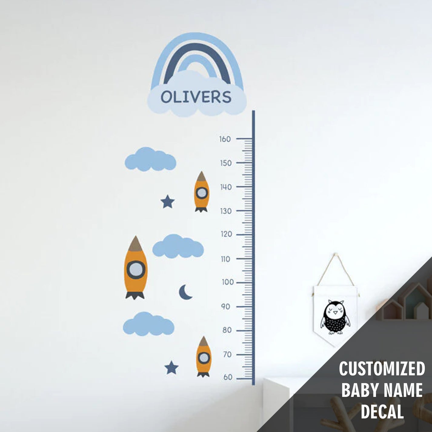 Boy's Custom Height Chart Wall Sticker | NulaLunaCrafts