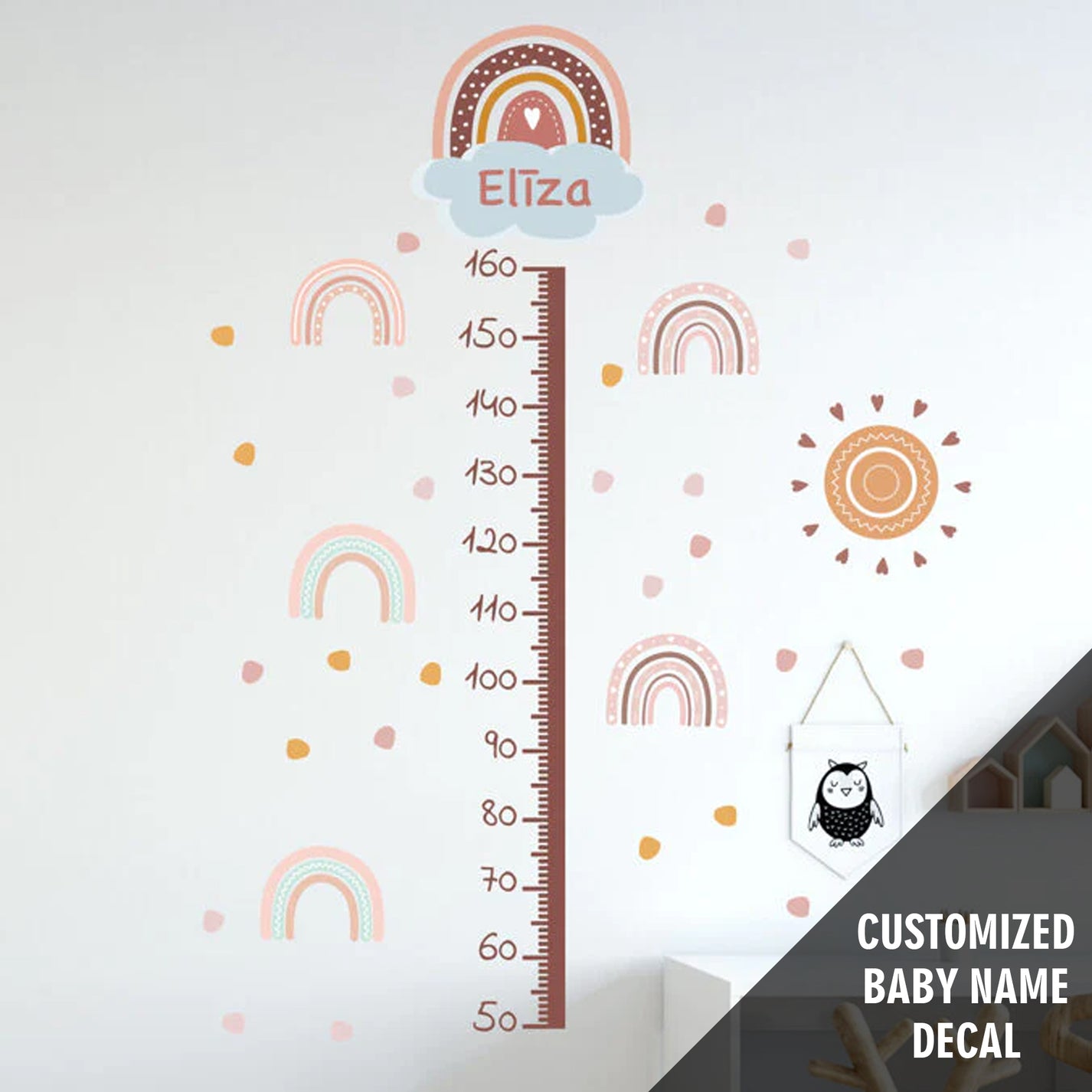Girl's Custom Height Chart Wall Sticker | NulaLunaCrafts