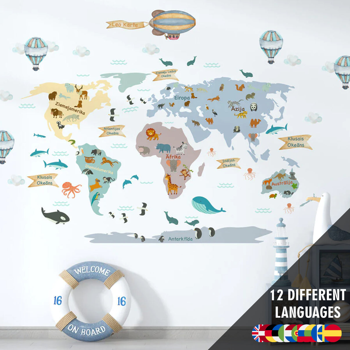 Personalised World Map Wall Sticker | NulaLunaCrafts