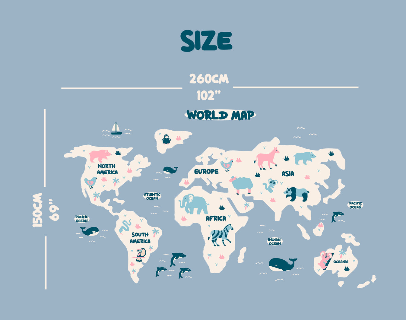 Fancy World Map Wall Sticker | NulaLunaCrafts
