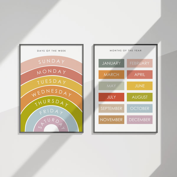 Colorful Educational Posters: Days & Months | NulaLunaCrafts