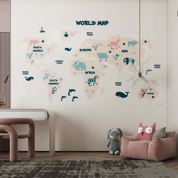 Fancy World Map Wall Sticker | NulaLunaCrafts