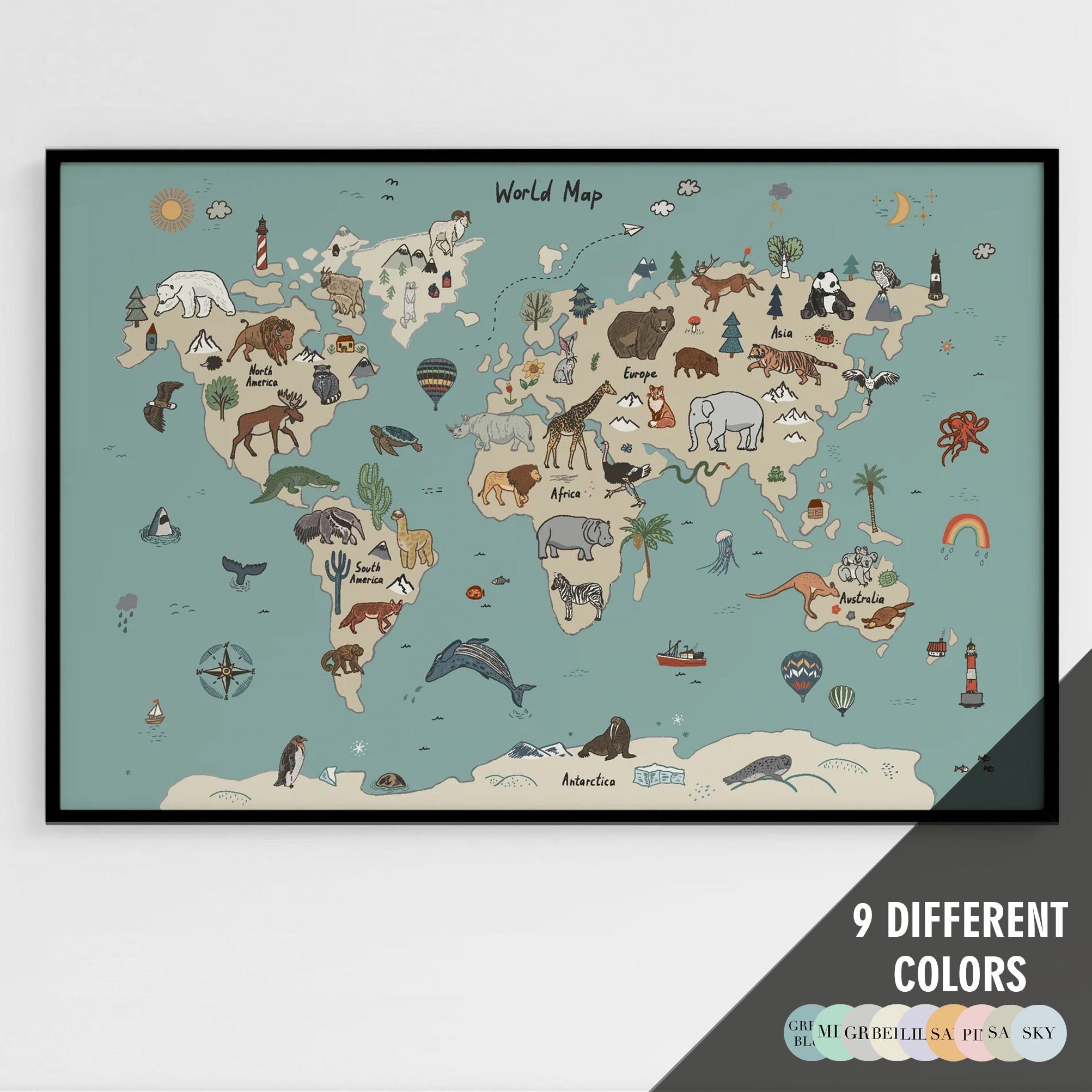 Animal world map Poster | NulaLunaCrafts