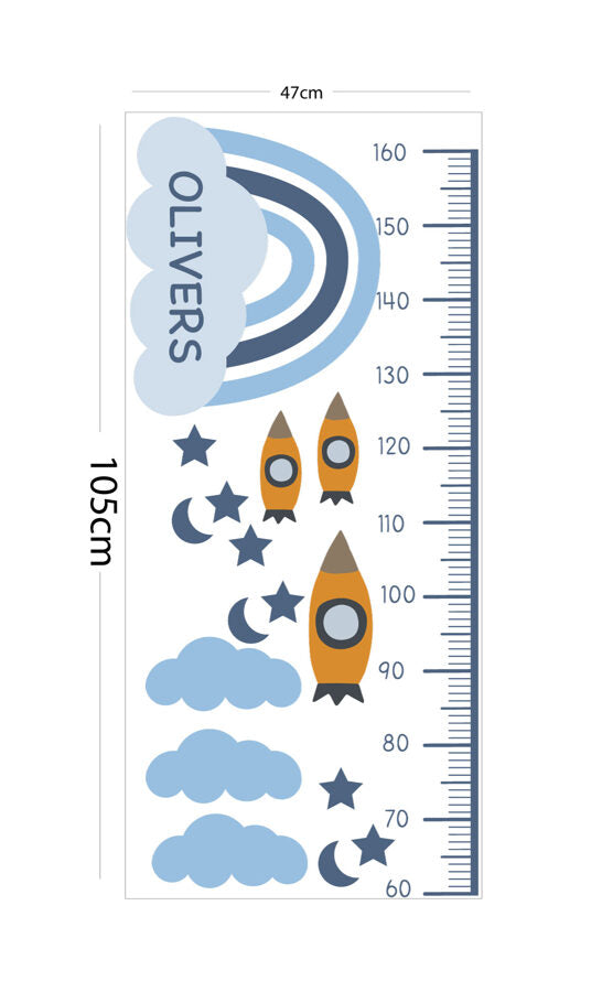 Boy's Custom Height Chart Wall Sticker | NulaLunaCrafts